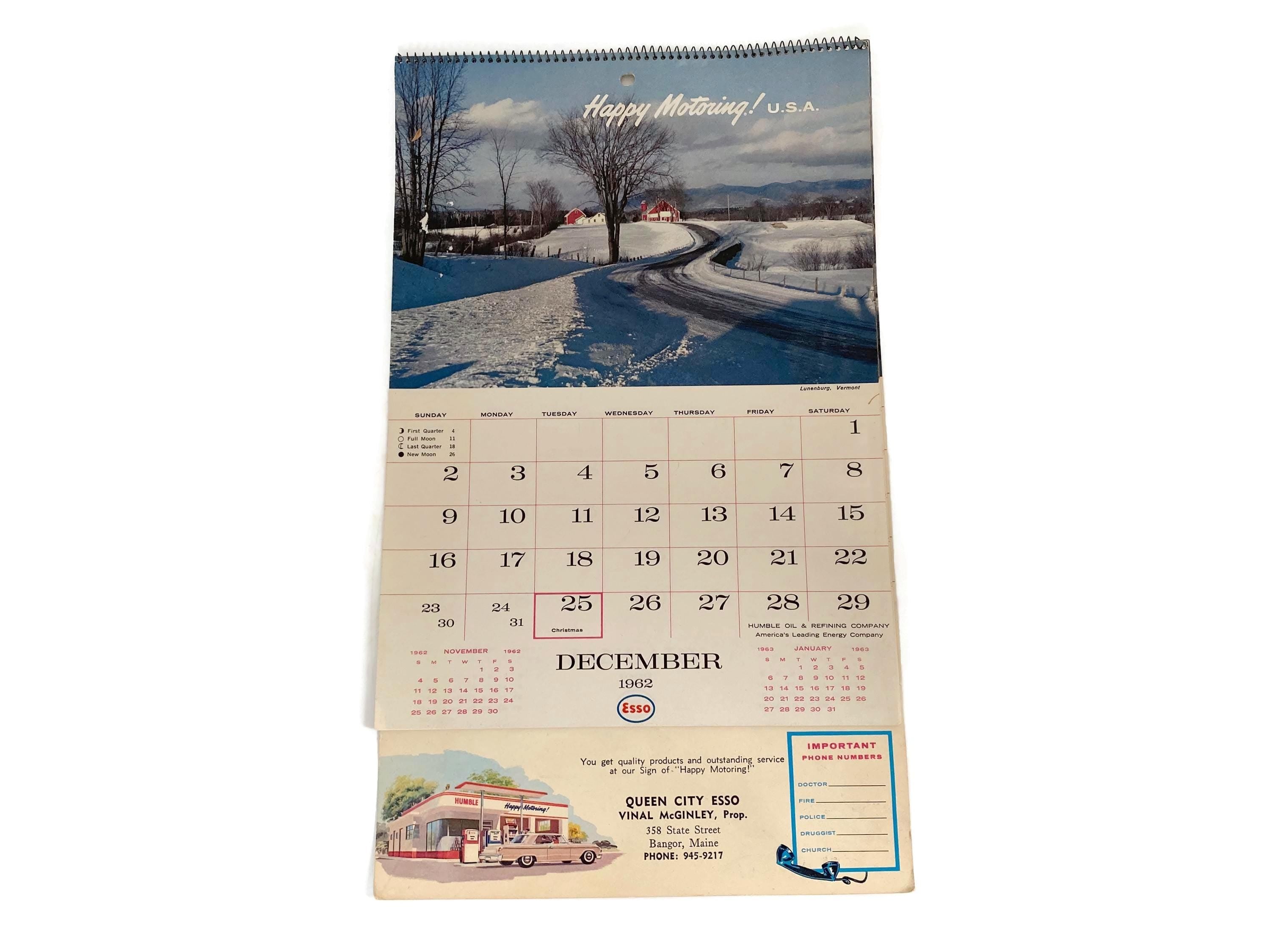 Vintage 1962 Esso Advertising Wall Calendar – Duckwells